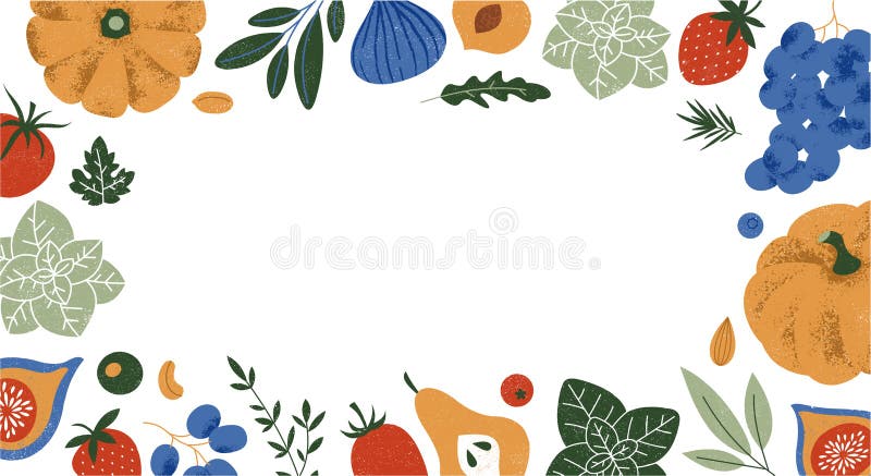 Various Food Elements on a White Background. Free Space for Text ...