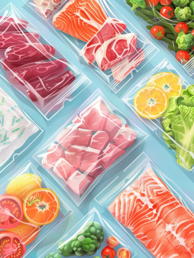 Various Food Items in Plastic Bags Stock Image - Image of plastic ...