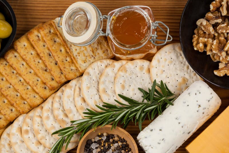 Various Food Items on Wooden Board Stock Photo - Image of nutrition ...