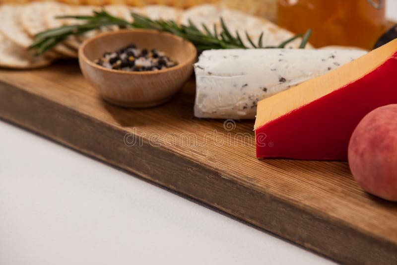 Various Food Items on Wooden Board Stock Photo - Image of rosemary ...
