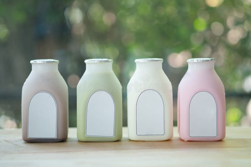 Various of Fresh Milk Flavor in Bottles Stock Photo - Image of diet ...