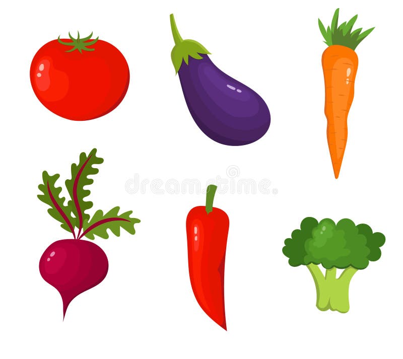 Various Fresh Vegetables Cartoon Illustration Stock Illustration ...