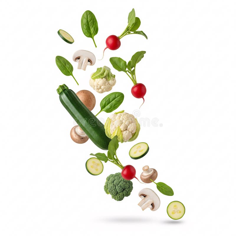 Various Fresh Vegetables, Falling Dynamically, Creating a Vibrant and ...