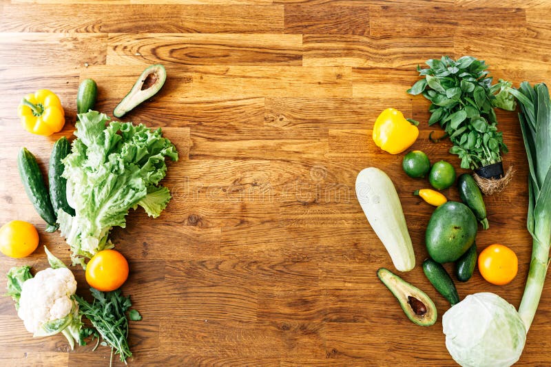 Various Fresh Vegetables on the Table. Above View Stock Image - Image ...