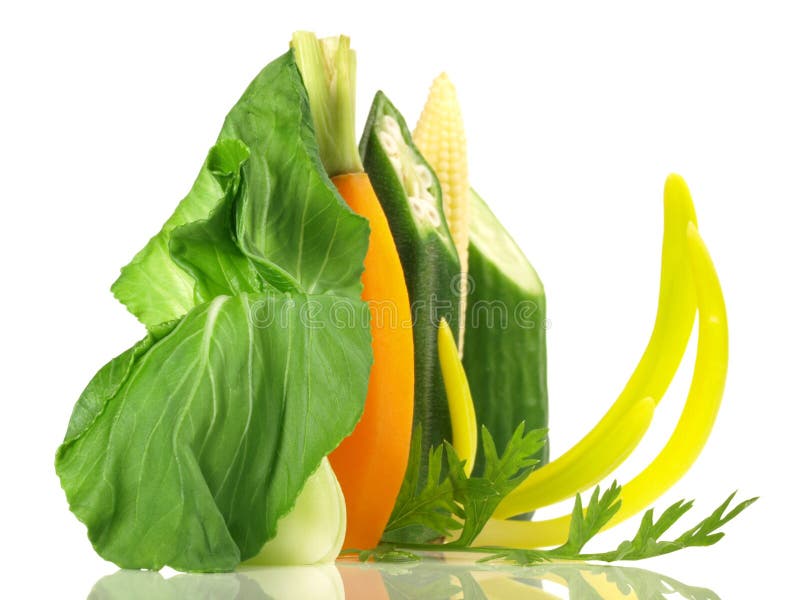Various Fresh Young Vegetables on White Background - Isolated Stock ...