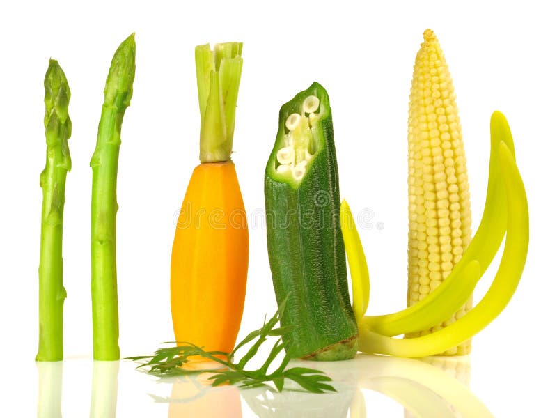 Various Fresh Young Vegetables on White Background - Isolated Stock ...