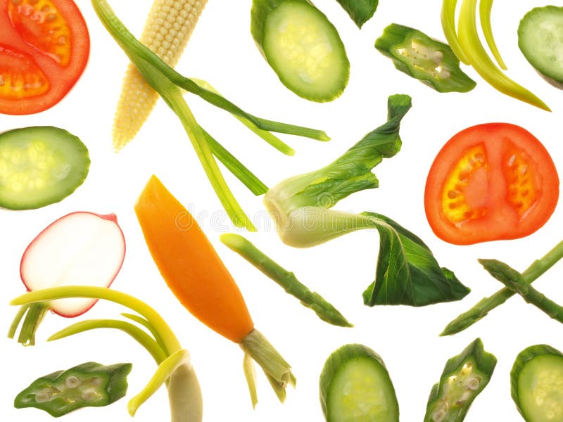 Various Fresh Young Vegetables on White Background - Isolated Stock ...