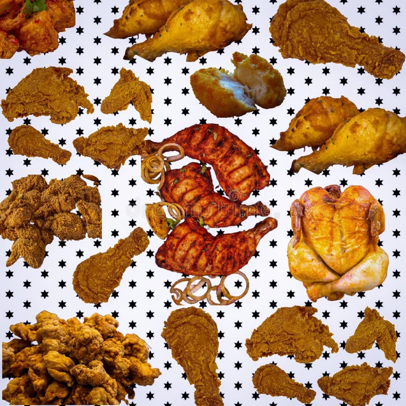 Various Fried Chickens Isolated on White Stock Photo - Image of fast ...