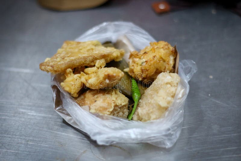 Various Fried Foods in Transparent White Plastic Packaging Stock Image ...