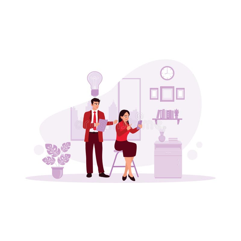 Various Friendly Coworkers Use Notebooks and Smartphones in the Office ...