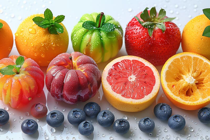 Various Fruits Gathered in a Group on a Table Stock Image - Image of ...