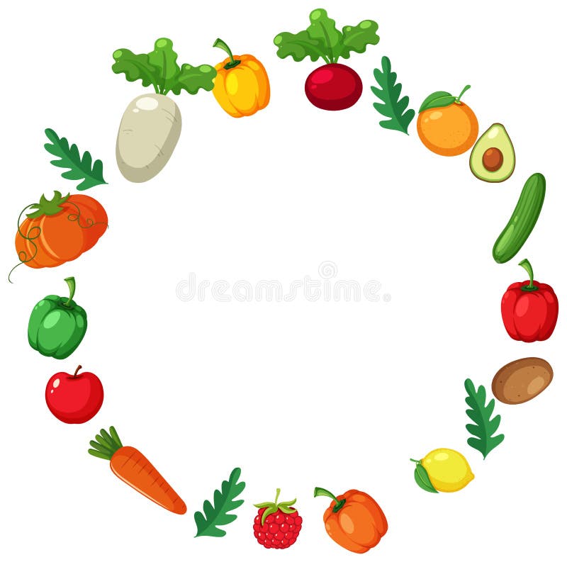 Various Fruits and Vegetables Border Stock Vector - Illustration of ...