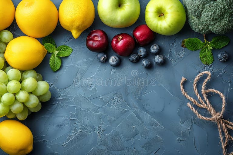 Array of Fruits and Vegetables on Table Stock Image - Image of oranges ...