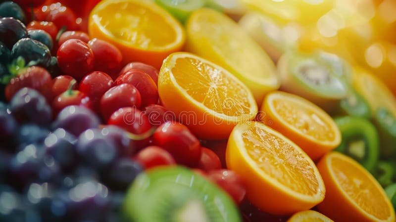 Various Fruits and Vegetables Displayed Together Stock Image - Image of ...