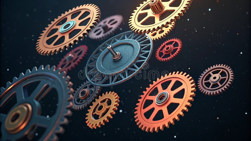 Gears and Cogs Mechanical System Engineering Concept Illustration for ...