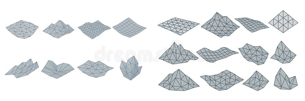 Various Geometric Shapes Displaying Different Terrains and Elevations ...