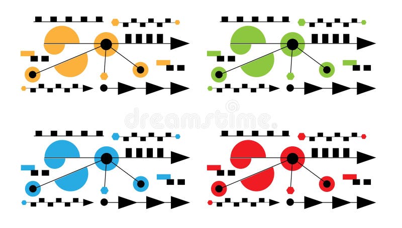Various Geometric Shapes Hi Tech Background Line Art Stock Vector ...