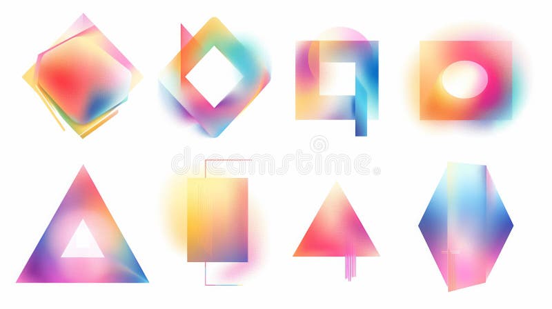 Various Geometric Shapes Like Squares, Triangles, and Circles Arranged ...