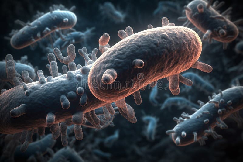 Various Germs Gathered Together in a Dimly Lit Room Stock Image - Image ...