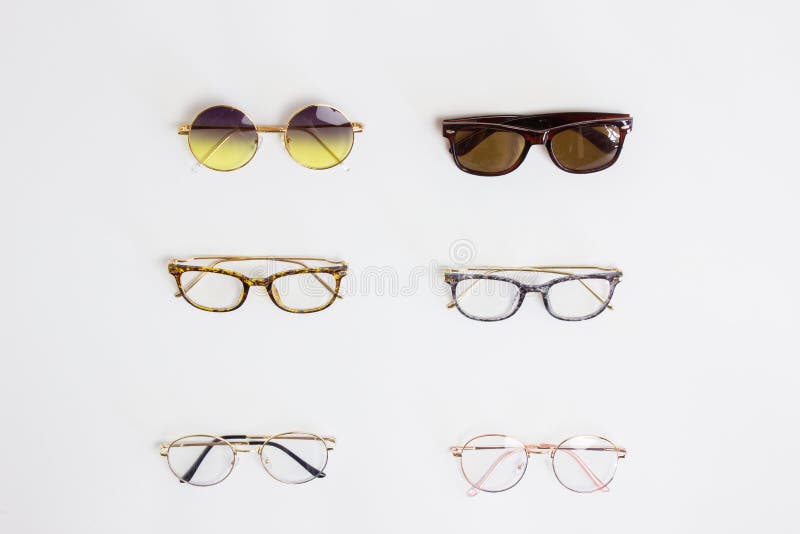 Various Glasses Over the White Background. Stock Image - Image of ...