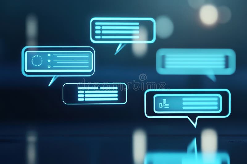 Digital Communication Icons Represent Online Dialogue and Messaging ...