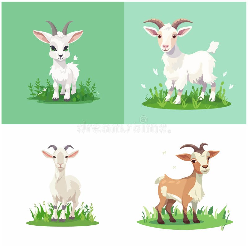 Set of Different Goats Cartoon Element Vector Illustration Stock Vector ...