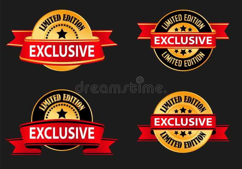 Various Golden Exclusive Label for Sales and Entertainment Stock Vector ...