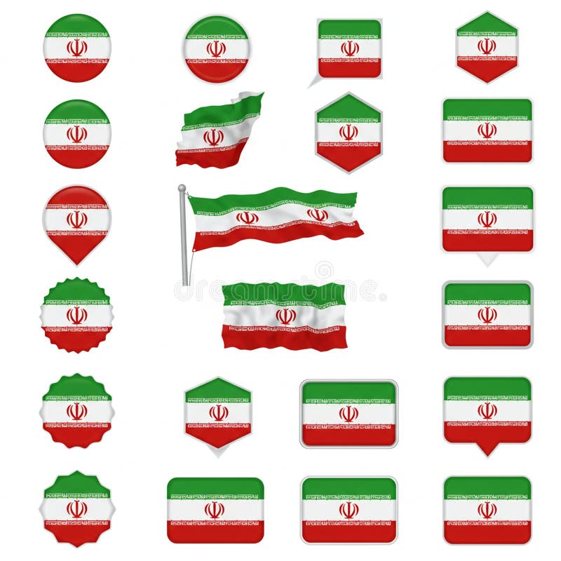 Various Graphical Representations of the Iranian Flag, Featuring the ...