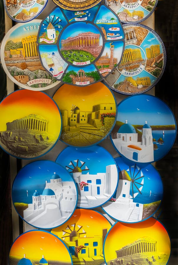 Greek Plates Pottery Athens Greece Editorial Stock Image - Image of ...