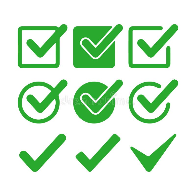 Collection of Green Check Mark Icons and Symbols Stock Illustration ...