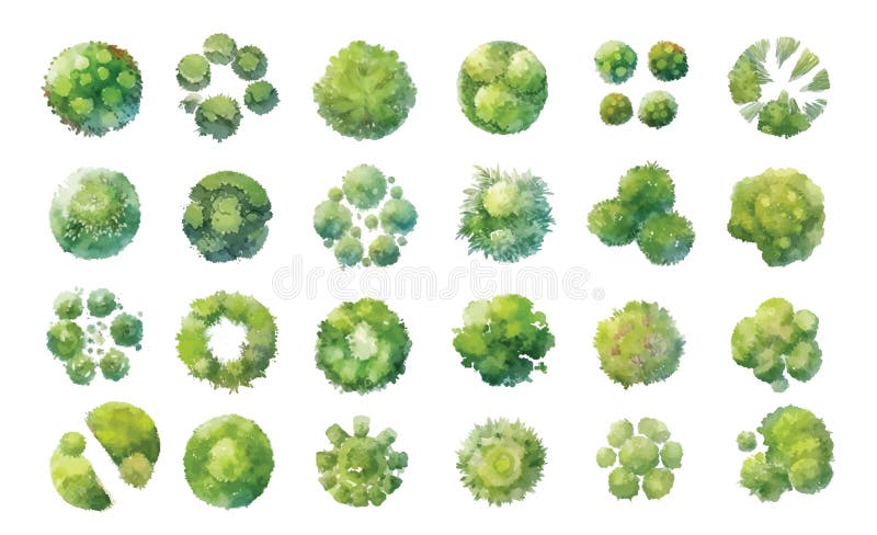 Various Green Trees, Bushes and Shrubs, Top View for Landscape Design ... Various Green Trees, Bushes and Shrubs, Top View for Landscape Design ...