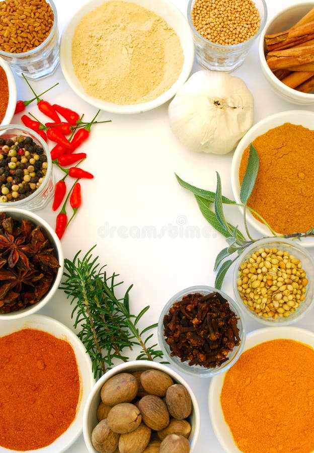 Various Ground and Whole Spice Stock Photo - Image of leaf, chilli ...