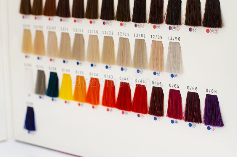 Various Hair Dye Sample Chart. Hair Coloristic Stock Photo - Image of ...