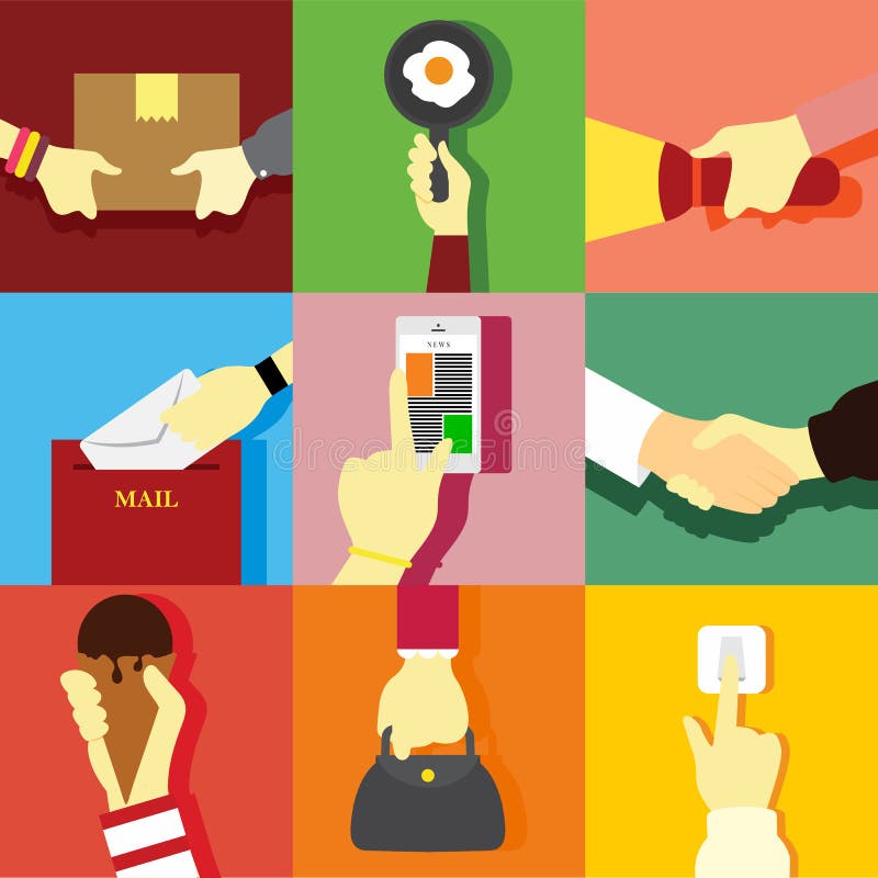 Various Hand Activity Gesture Vector Illustration Graphic Stock Vector ...