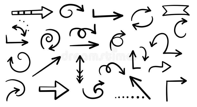 Various Hand-drawn Arrows in Different Styles and Directions are ...