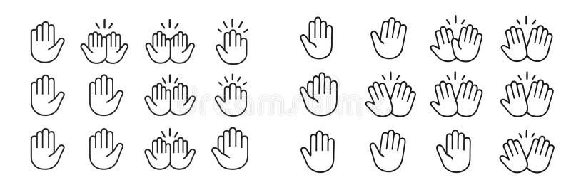 Various Hand Gesture Illustrations Showing Clapping, Waving, and ...