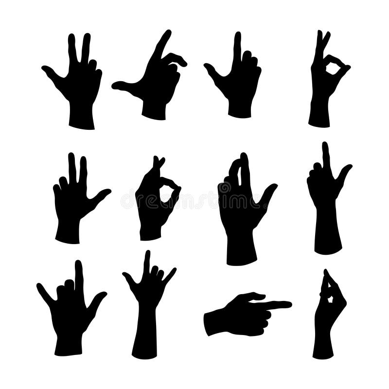 Various Hand Gestures Illustrated in a Minimal Flat Design Style ...