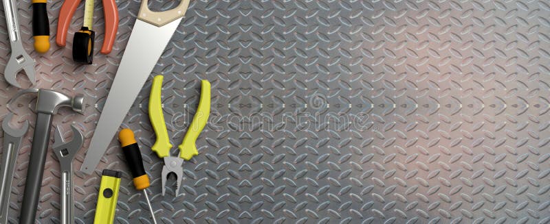 Various Hand Tools. 3d Illustration Stock Illustration - Illustration ...