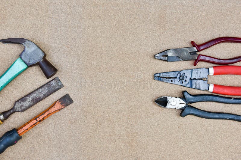 A Various Hand Tools on Wooden Background Stock Photo - Image of ...