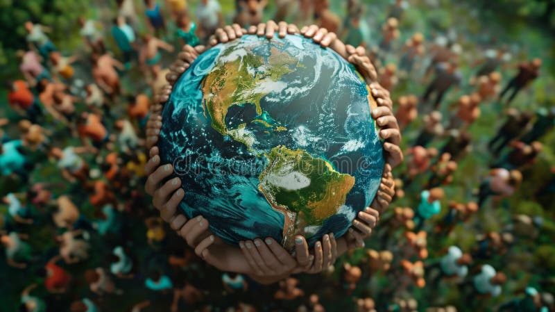 Global Unity Hands Embracing the Earth, Promoting Harmony with Nature ...