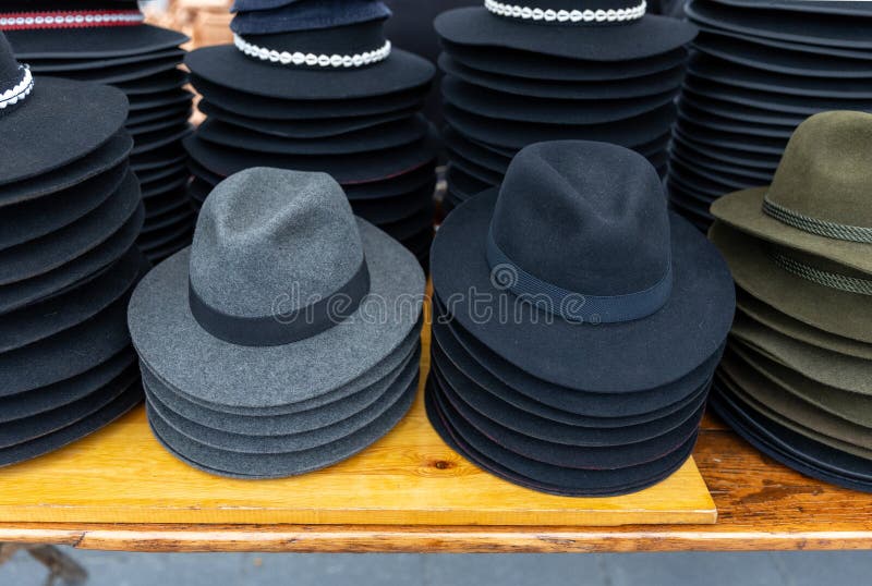 Various Hat in Assortment Pile Stock Photo - Image of market, folk ...