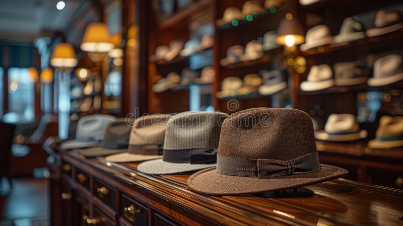 Various Hats on Display in a Store. Stock Image - Image of store, shelf ...