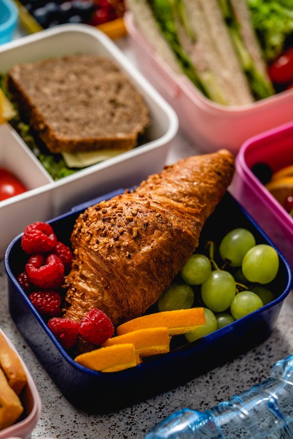 Various of Healthy Lunch Boxes. Pack for School Set in Plastic Package ...