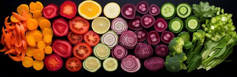 Various Healthy Vegetables Arranged by Colors Stock Illustration ...