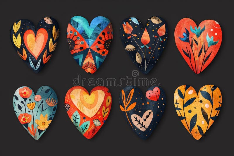 Heart Shaped Items on Table Stock Illustration - Illustration of colors ...