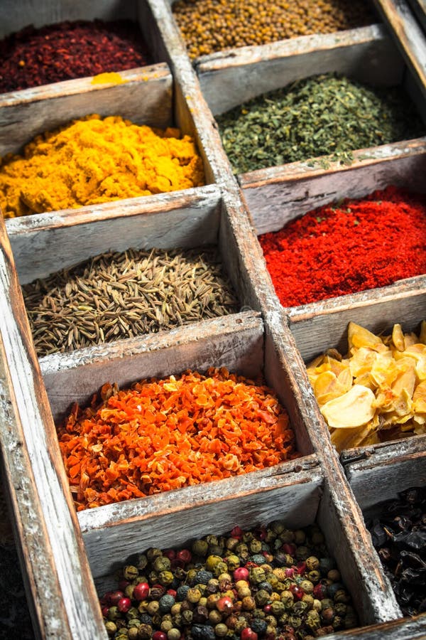 Various Herbs and Spices in Special Box. Stock Photo - Image of ...