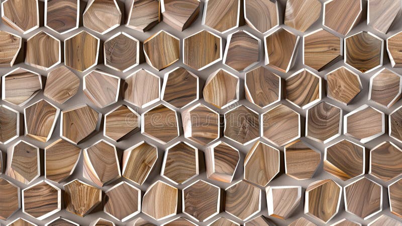 Various Hexagonal Wood Pieces Create an Intricate Pattern, Showcasing ...