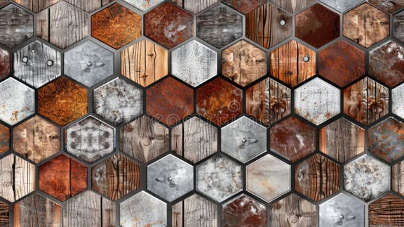 Various Hexagonal Wood Pieces Create an Intricate Pattern, Showcasing ...