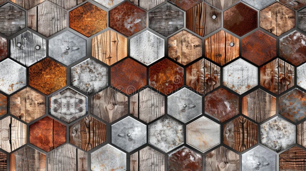 Various Hexagonal Wood Pieces Create an Intricate Pattern, Showcasing ...