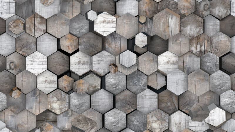 Various Hexagonal Wood Pieces Create an Intricate Pattern, Showcasing ...